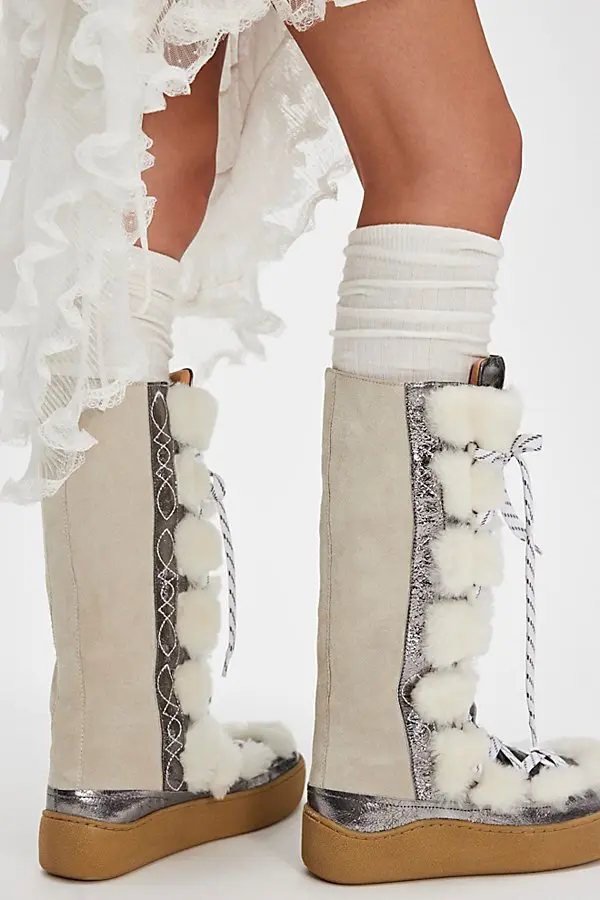 Free People Wilder Mukluk Boots In Arctic Fox Combo - 61% Off